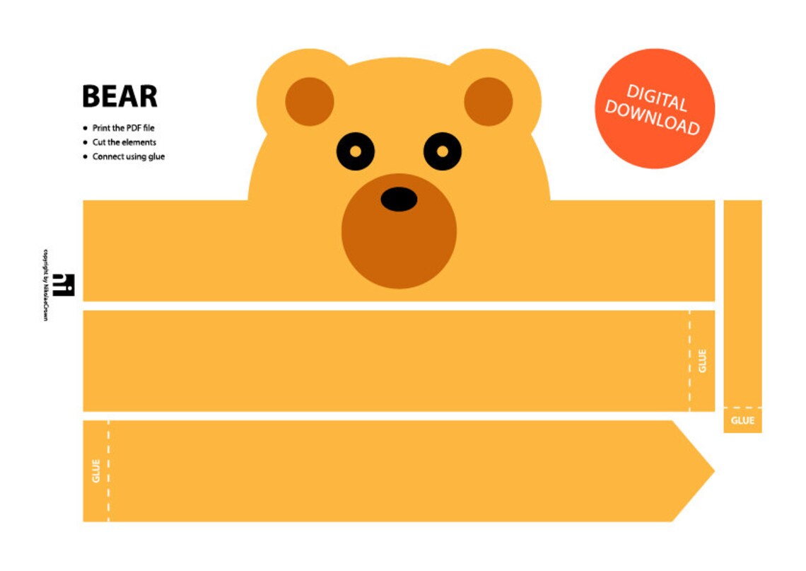 Bear Paper Crown - Printable, Crown Template, Animal Headband, Animal ...