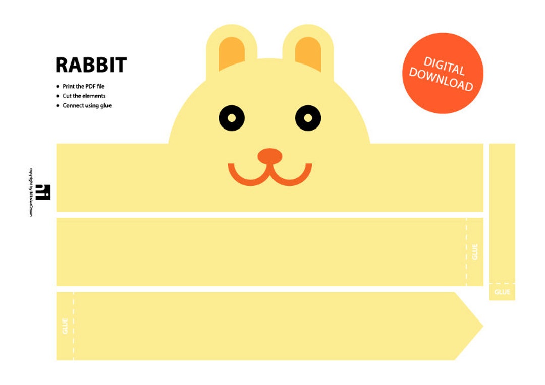 Rabbit Paper Crown - Printable, Crown Template, Animal Headband, Animal ...