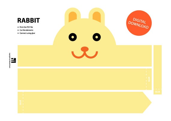 Rabbit Paper Crown Printable Crown Template Animal | Etsy