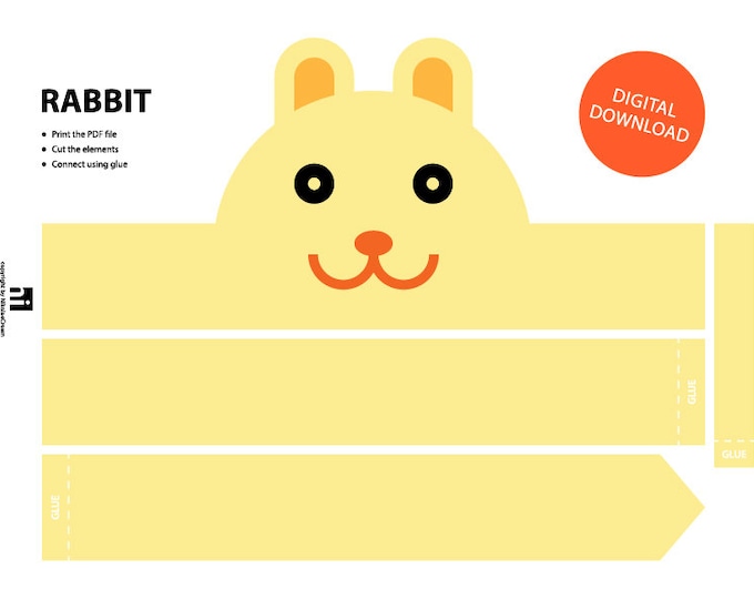 Rabbit Paper Crown Printable Crown Template Animal - Etsy