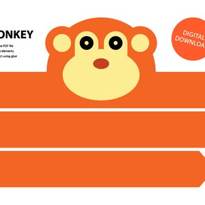 Monkey Paper Crown - Printable, Crown Template, Animal Headband, Animal ...