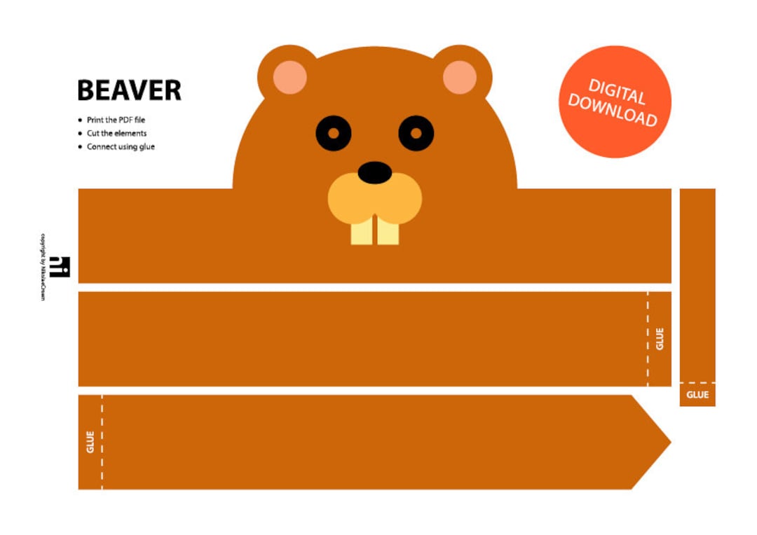 Beaver Paper Crown - Printable, Crown Template, Animal Headband, Animal ...