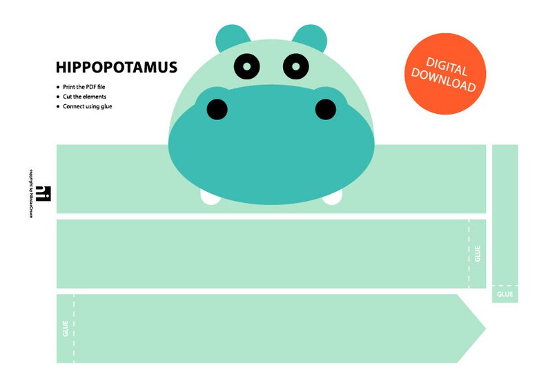 Hippopotamus Paper Crown - Printable, Crown Template, Animal Headband ...