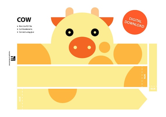 Cow Paper Crown Printable Crown Template Animal Headband | Etsy Canada