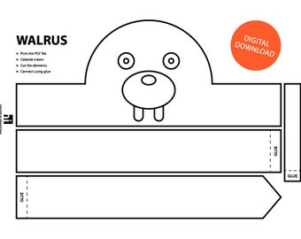 Walrus Paper Crown Printable Crown Template Animal | Etsy