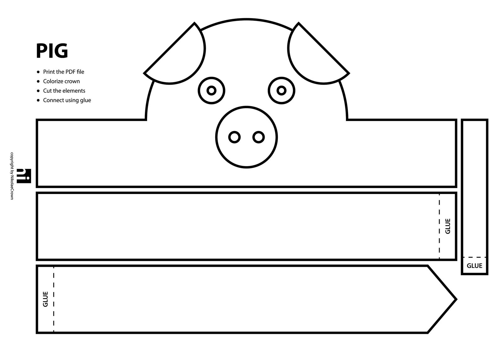 Farm Animal Paper Crown - Printable, Coloring Crown, Coloring Face Mask ...