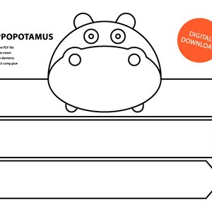 Hippopotamus Paper Crown - Printable, Coloring Crown, Coloring Face ...