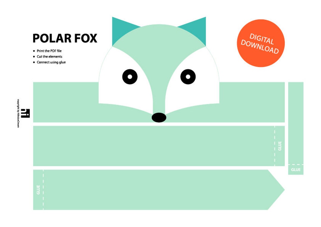Polar Fox Paper Crown - Printable, Crown Template, Animal Headband ...