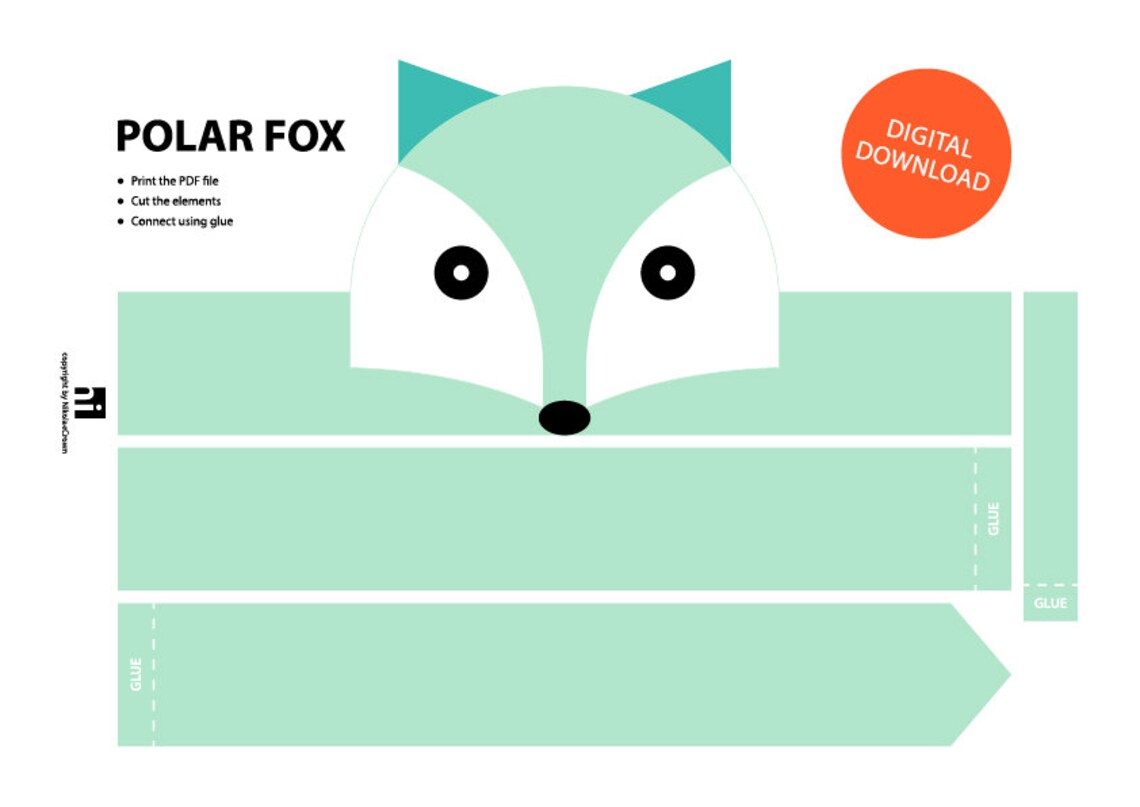 Polar Fox Paper Crown - Printable, Crown Template, Animal Headband ...
