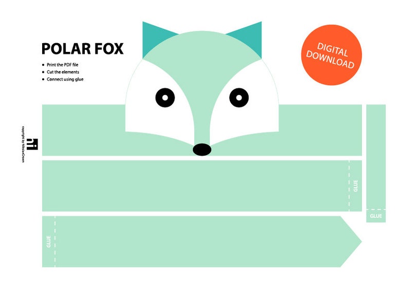 Polar Fox Paper Crown - Printable, Crown Template, Animal Headband ...