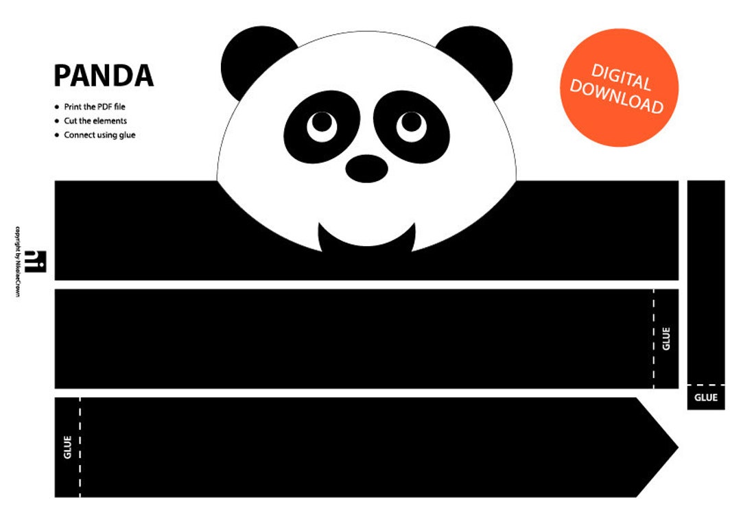 Panda Paper Crown - Printable, Crown Template, Animal Headband, Animal ...