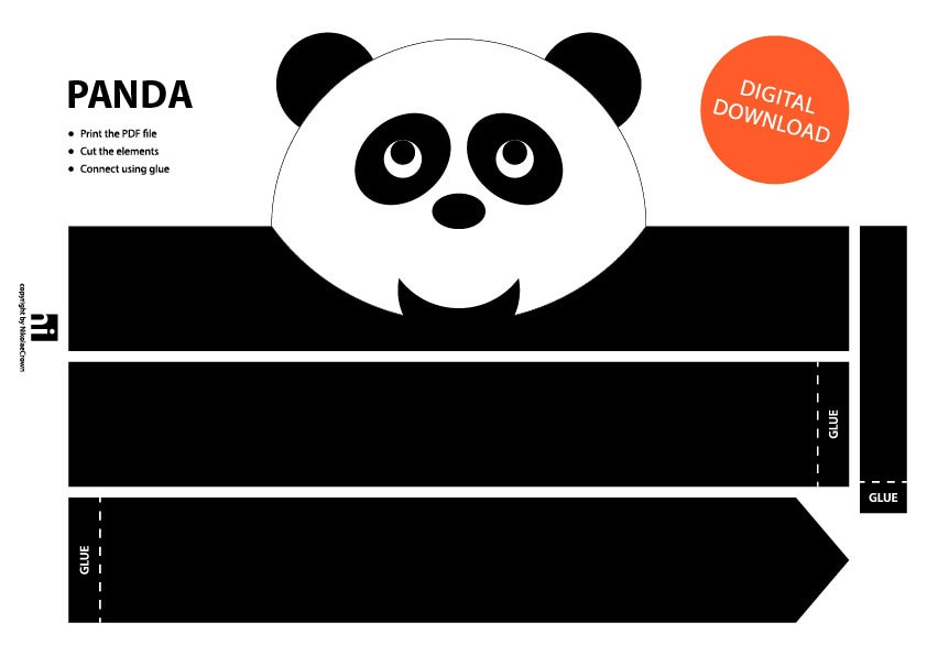 Panda Paper Crown - Printable, Crown Template, Animal Headband, Animal ...