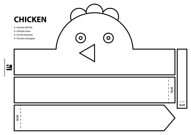 Farm Animal Paper Crown - Printable, Coloring Crown, Coloring Face Mask ...