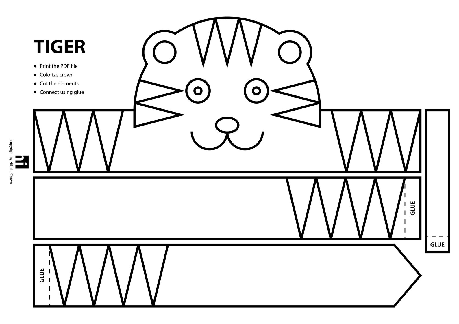 African Animal Paper Crown Set - Printable, Coloring Crown, Coloring ...