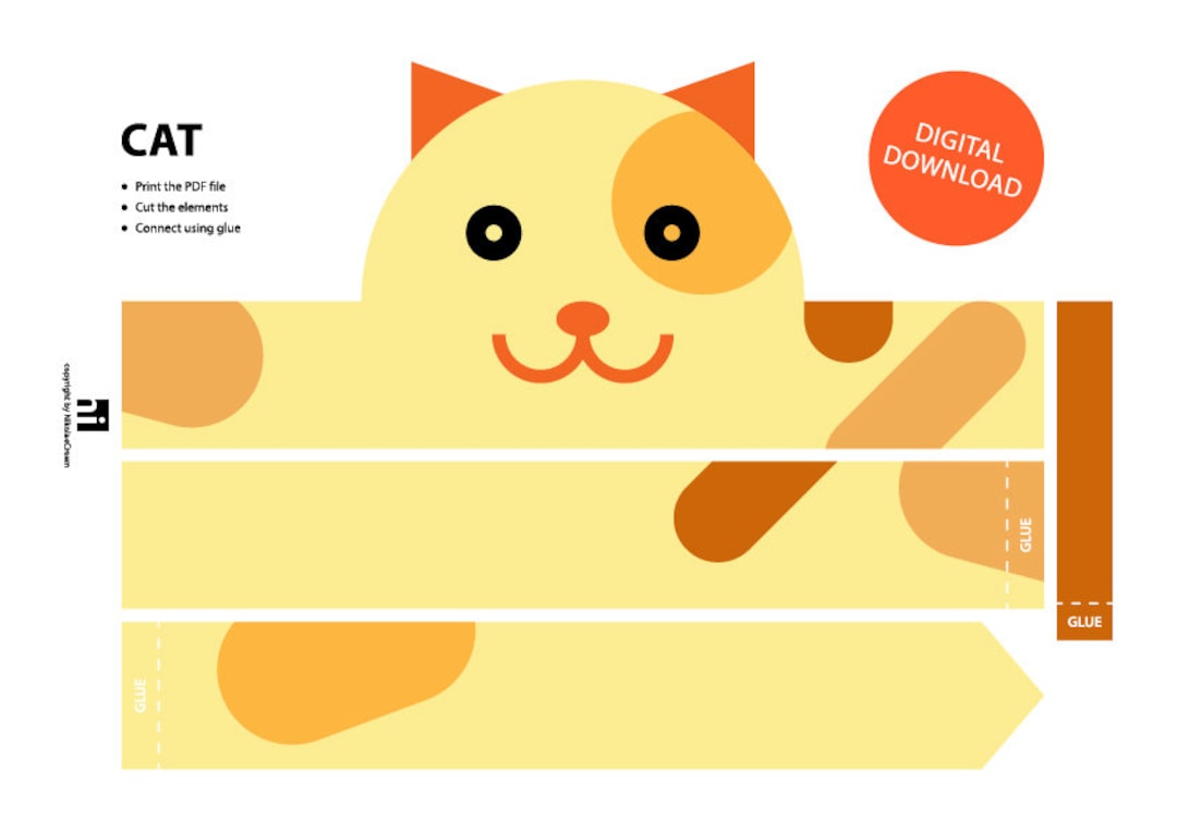 Cat Paper Crown - Printable, Crown Template, Animal Headband, Animal ...