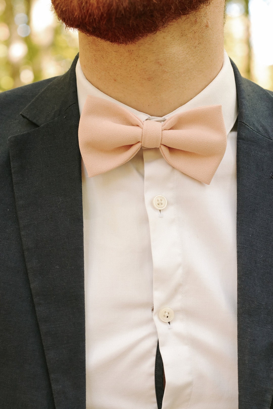 Corbata de lazo en crepé rosa pálido - Etsy España