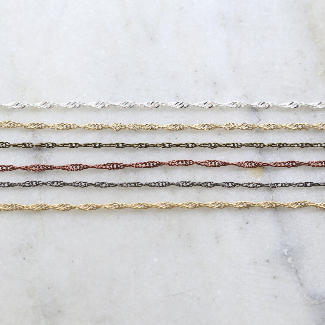 Base Metal Dainty Minimal Twisted Chain in Shiny Silver and Gold ...