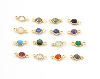 Tiny Round Gemstone Faceted Bezel Charm With Jump Ring in Sterling ...