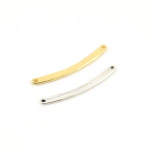 Curved Bar Connector Charm With 2 Hole in Sterling Silver and Vermeil ...