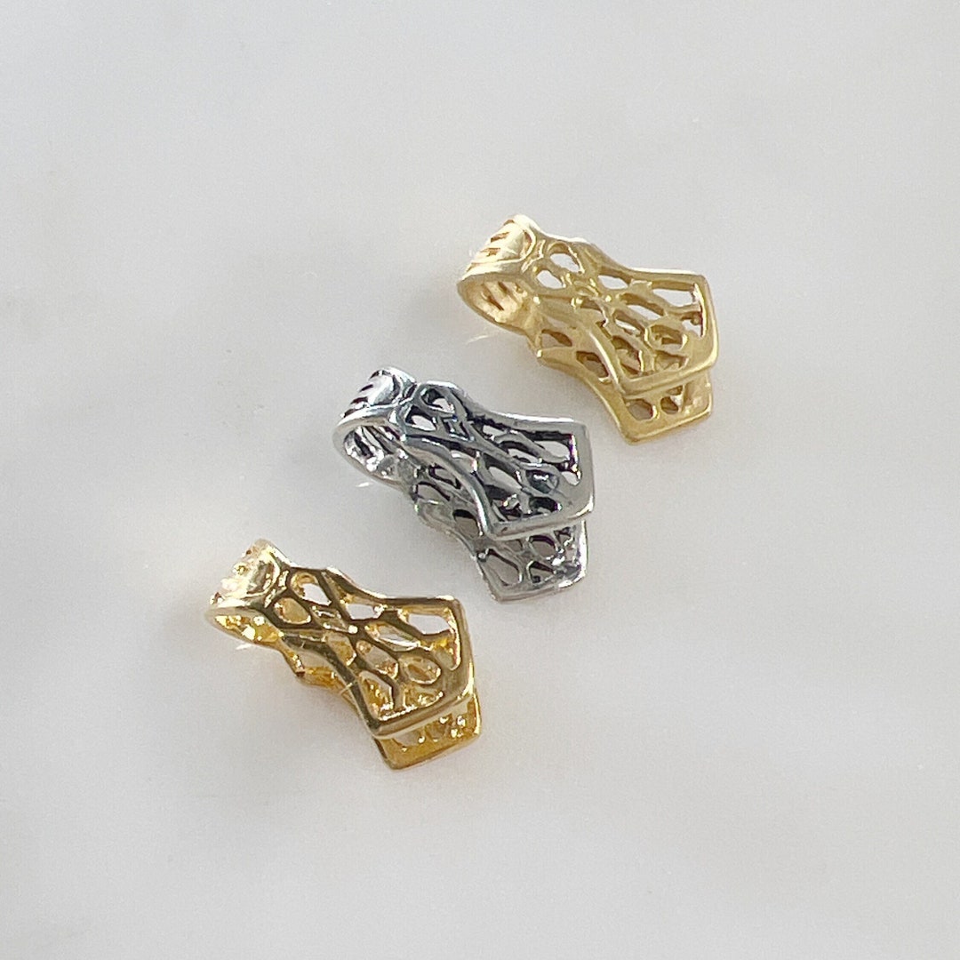 Large Swirl Cut Out Pinch Bail in Sterling Silver, Vermeil Shiny Gold ...