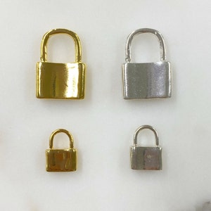 Cute Padlock Lock Charm in Small or Large, Vermeil or Sterling Silver ...