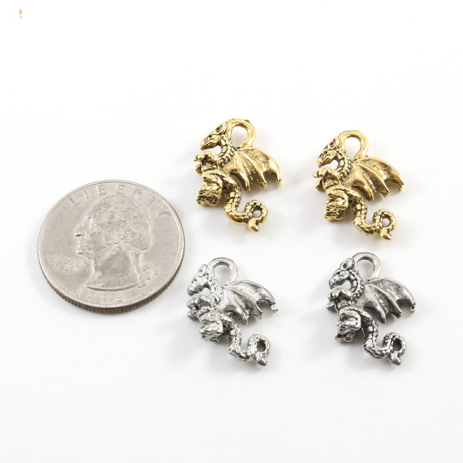 2 Pieces Pewter Small Dragon Charms Fantasy Medieval Magic - Etsy