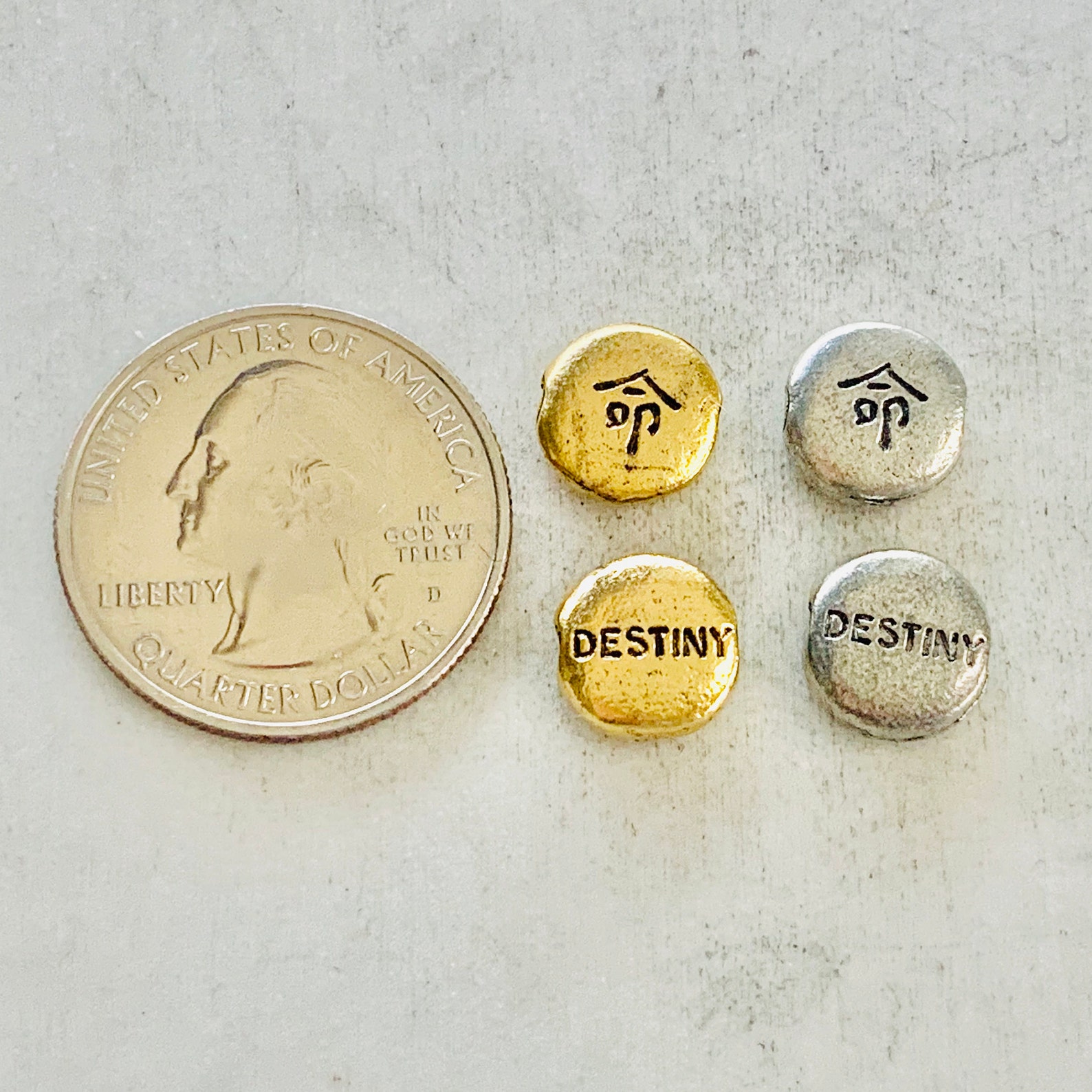 2 Pieces Chinese Destiny Symbol Circle Coin Bead Pewter | Etsy