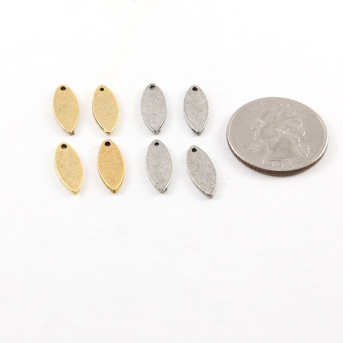 4 Pieces Pewter Metal Pointed Tag Stamping Oval Tag Charm 16mm X 6mm in ...