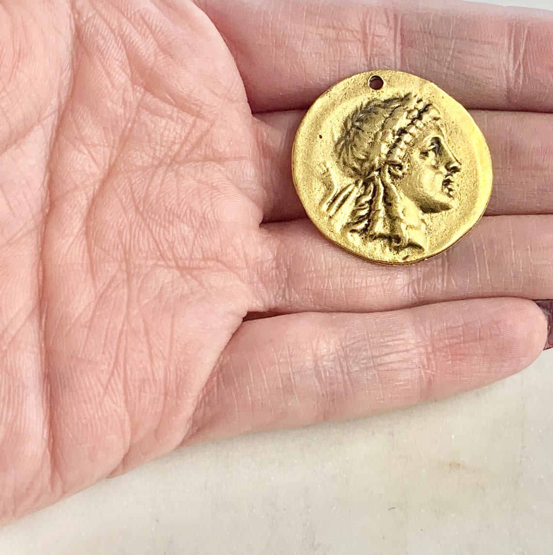 Large Ancient Greek Coin Symbol Double Sided Symbolic Branch With ...