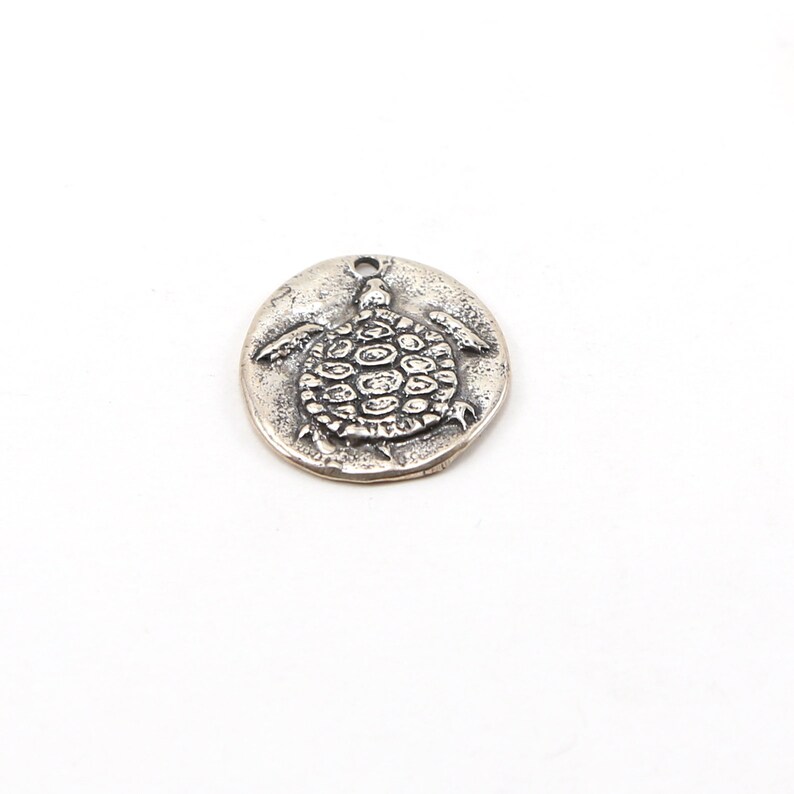 Raised Unique Turtle Coin Medallion Pendant in Sterling Silver | Etsy