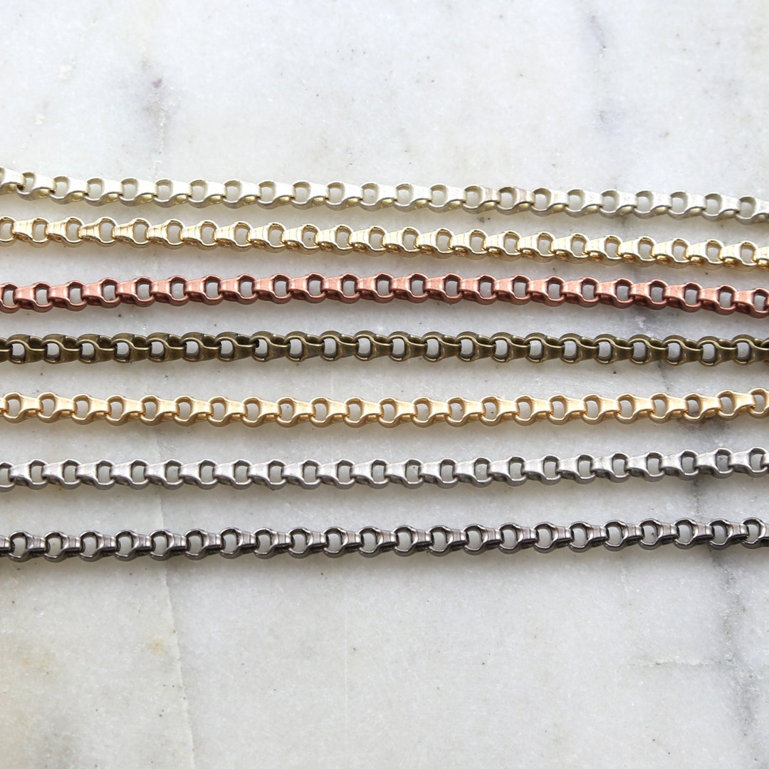 Base Metal Plated Chain Thick Sturdy Oblong Circle Chain in 7 Finishes ...