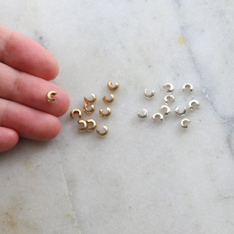 10 Pieces Large Crimp Bead Cover 4mm 925 Sterling Silver or 14K Gold ...