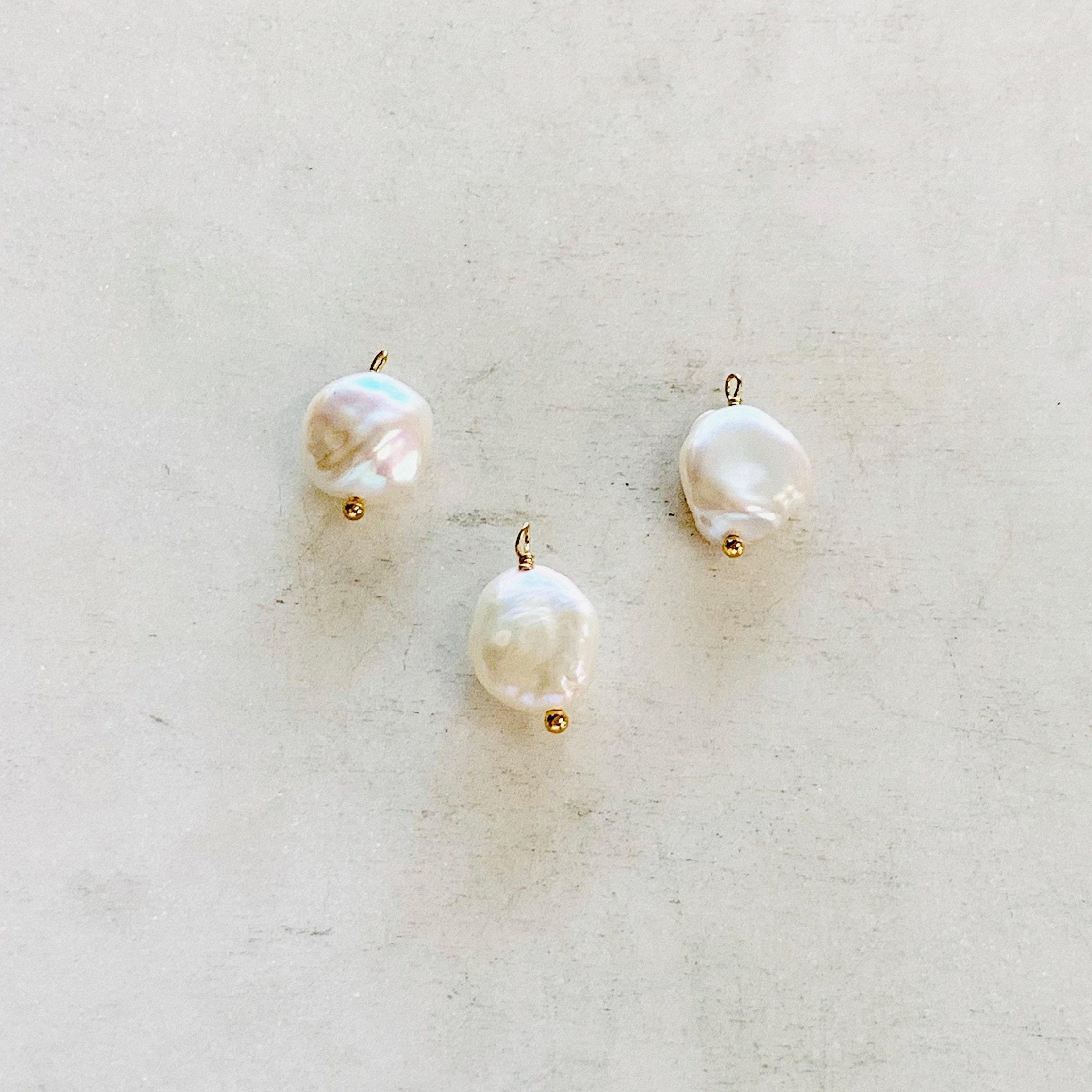 1 Piece Gold Plated Freshwater Pearl Charm, Baroque Pearl Charm, Pearl ...