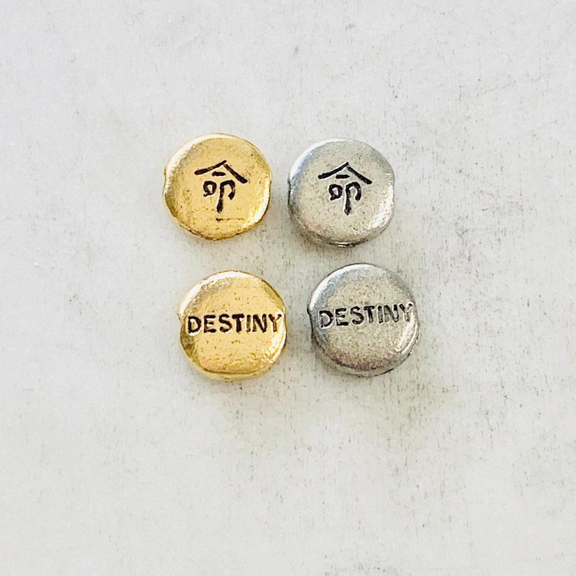 2 Pieces Chinese Destiny Symbol Circle Coin Bead Pewter - Etsy