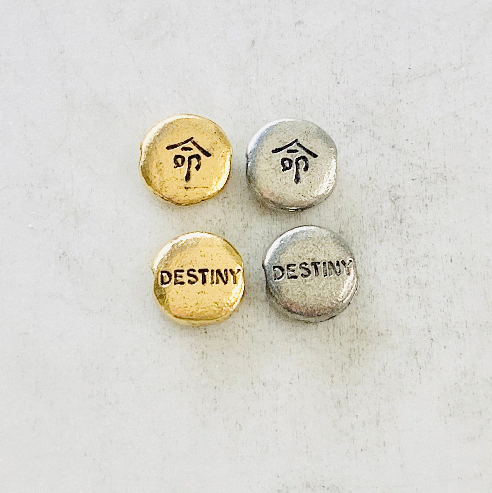 2 Pieces Chinese Destiny Symbol Circle Coin Bead Pewter - Etsy