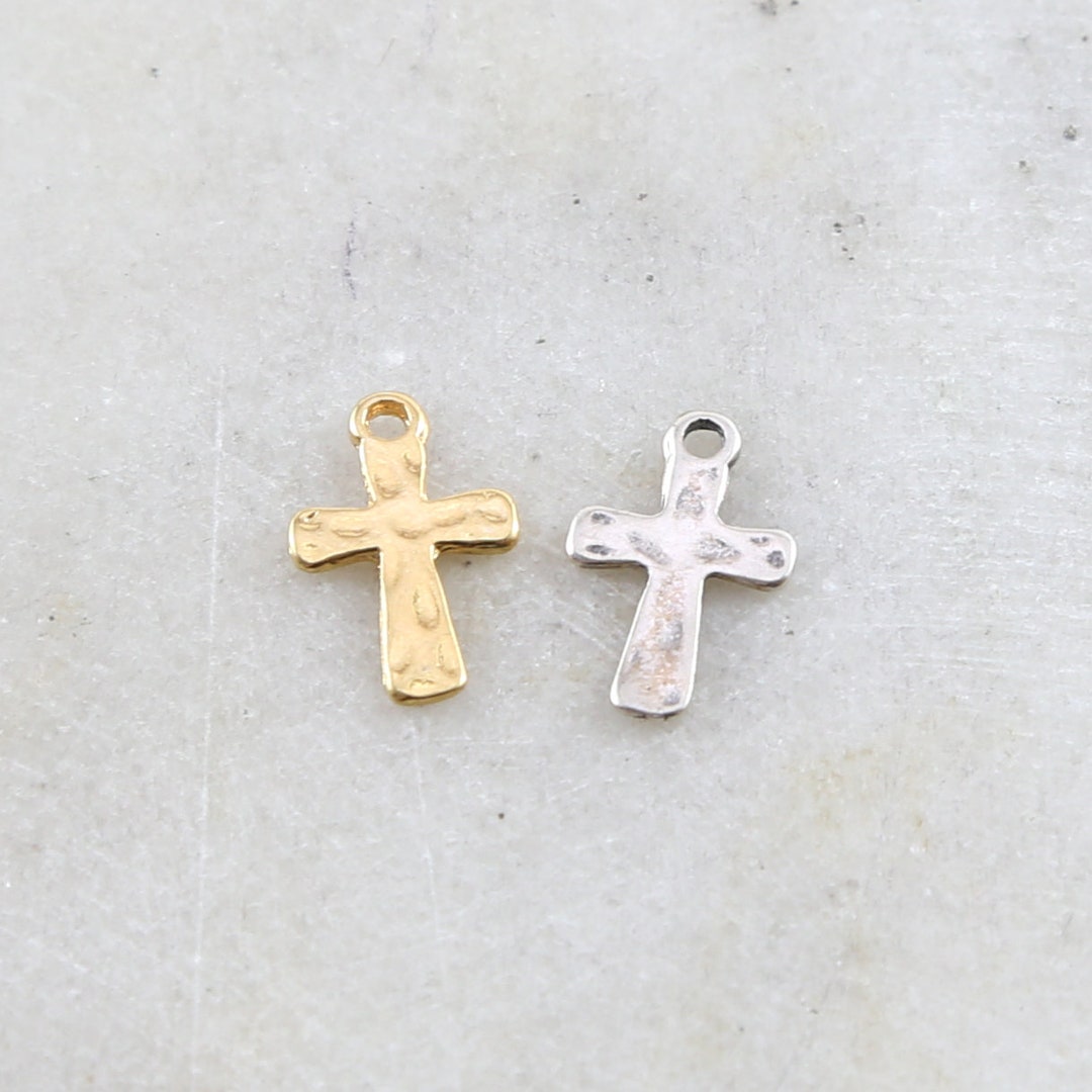 Dainty Hammered Textured Cross Charm Pendant Religious Spiritual ...