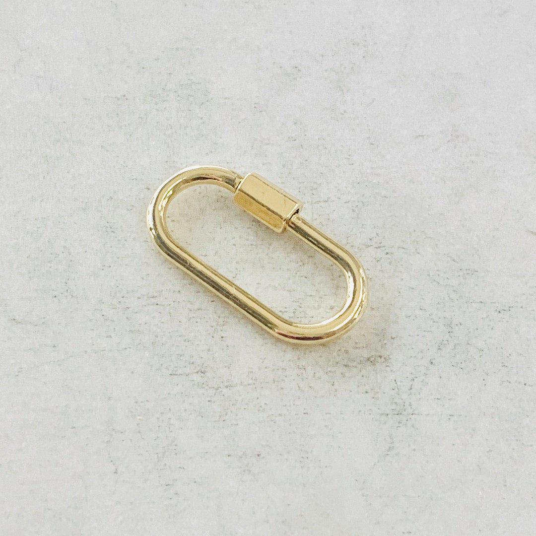 Plain Simple Carabiner Screw Clasp Gold Plated Necklace Connector Clasp ...