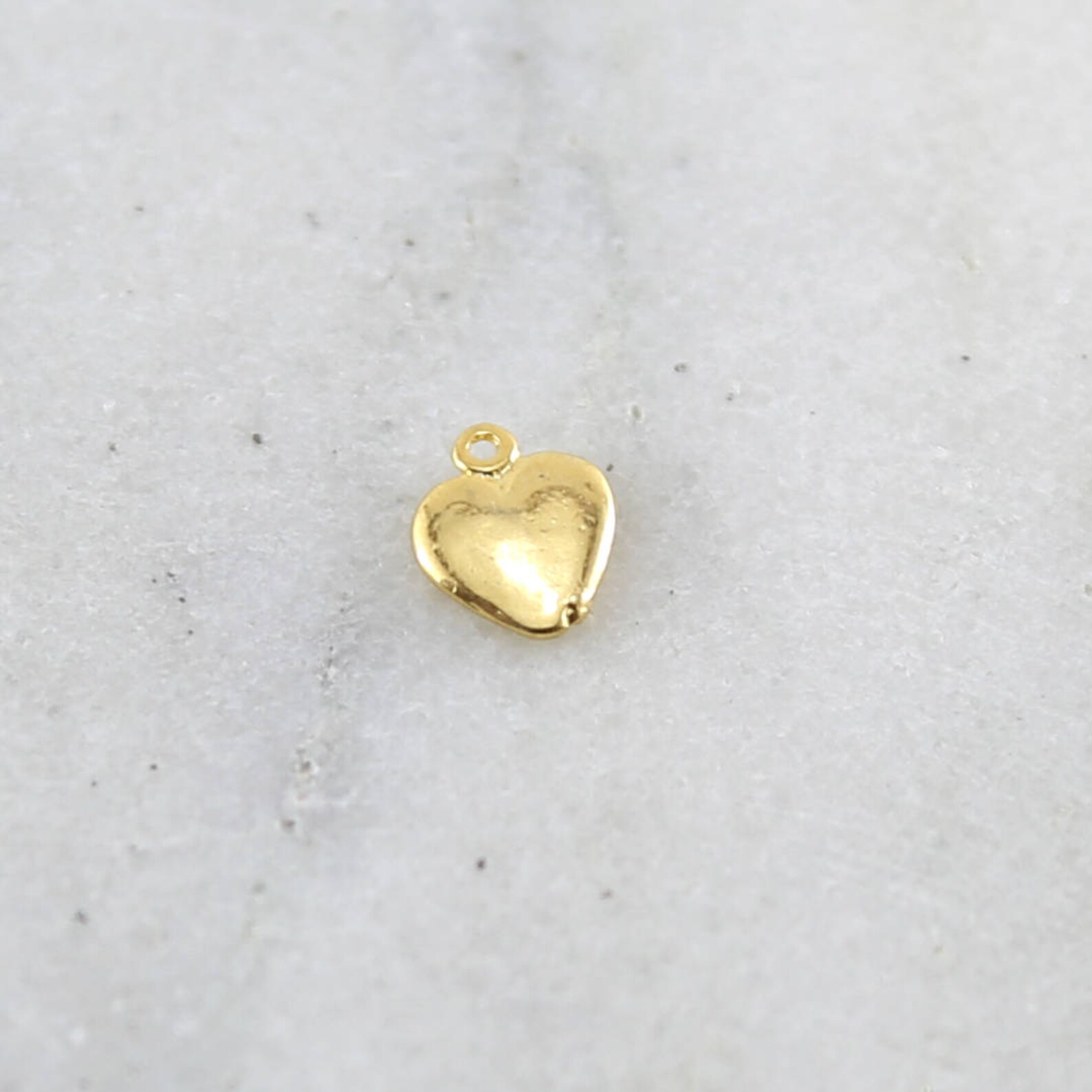 Mini Flat Heart Charm in Sterling Silver or Vermeil Gold Dainty Heart ...