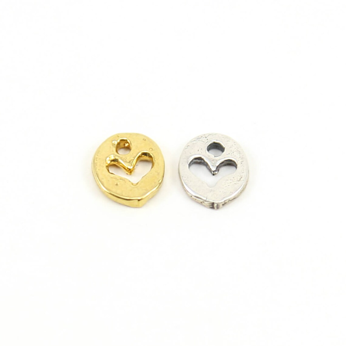 Oval Heart Silhouette Cut Out Charm in Sterling Silver or Vermeil Gold ...