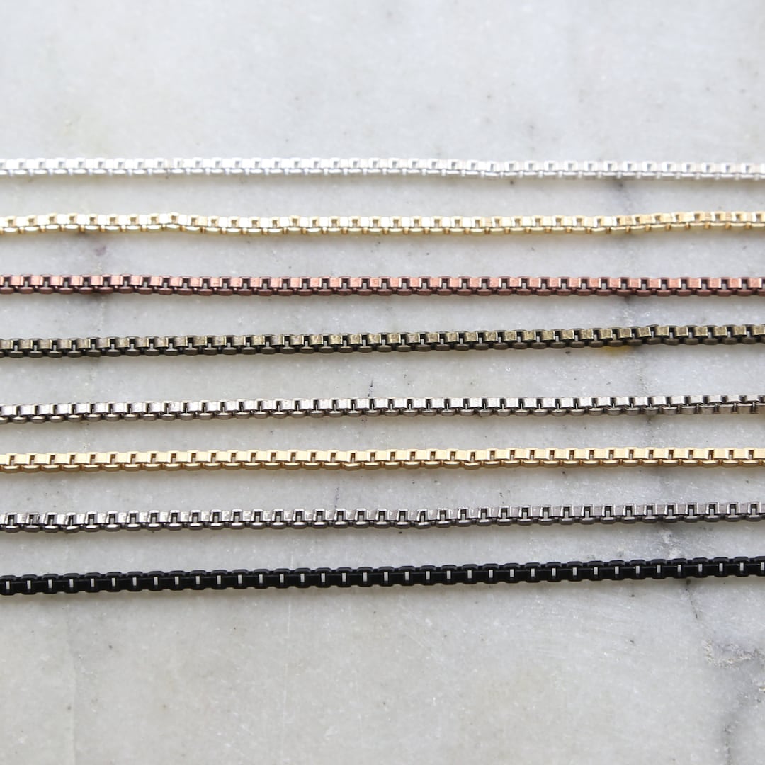 Base Metal Plated 2mm Thick Box Chain in 8 Finishes / Chain by the Foot ...