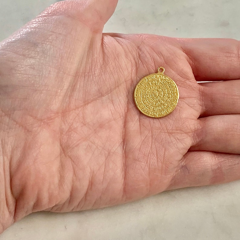 Ancient Script Coin Double Sided Round Medallion Charm Vermeil | Etsy