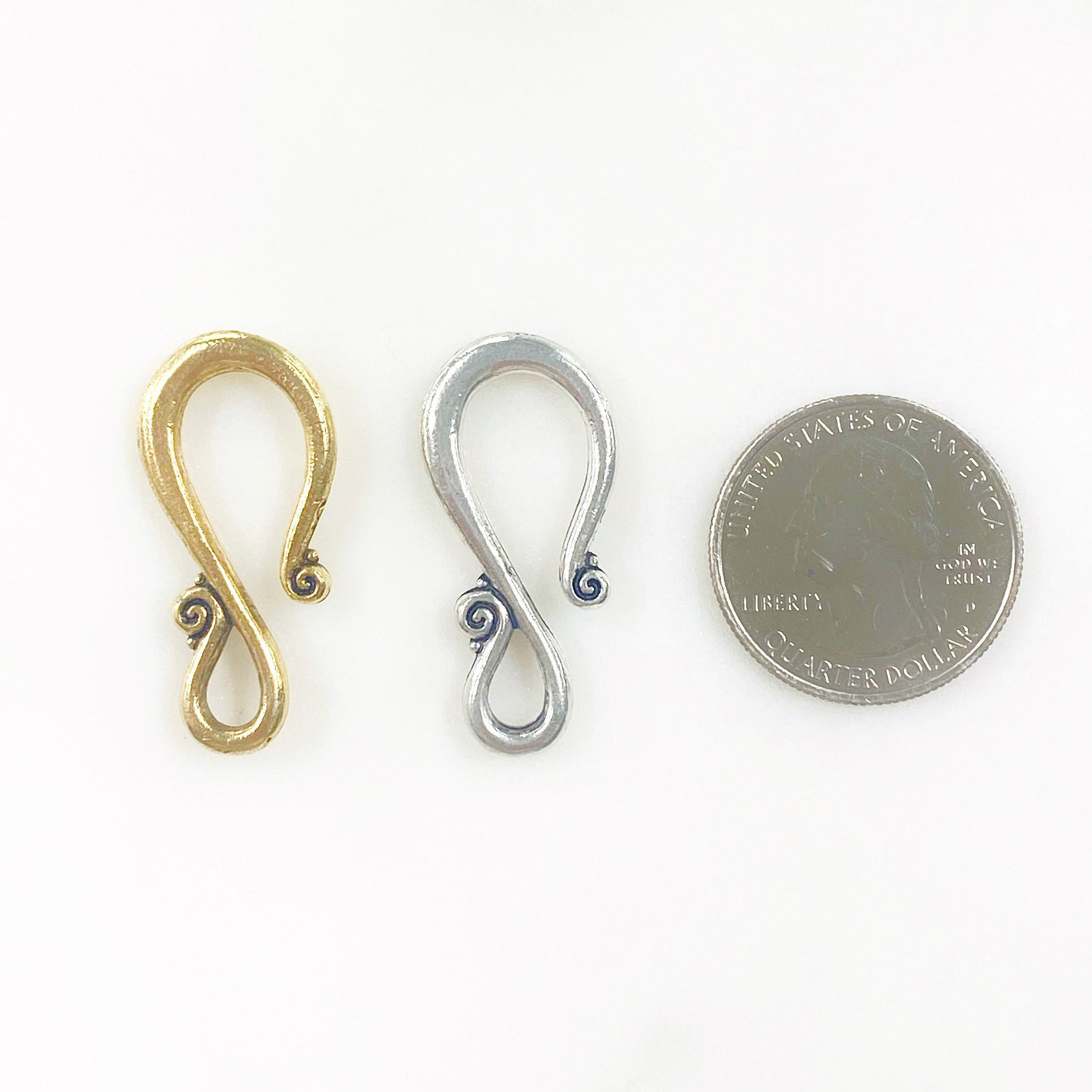Pewter S Hook Clasps Choose Your Color Antique Gold or Antique Silver ...