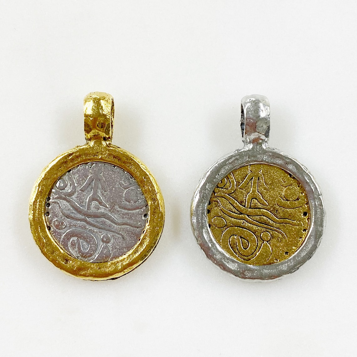 Medieval Double Sided Cross Coin Pendant Charm Pewter Base Metal Silver ...