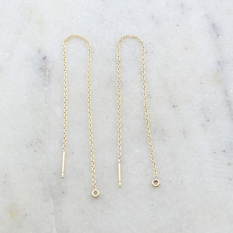 1 Pair Long 14K Gold Filled 4 Inch Chain Threader Dangle - Etsy