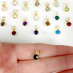 Tiny Round Gemstone Faceted Bezel Charm With Jump Ring in Sterling ...