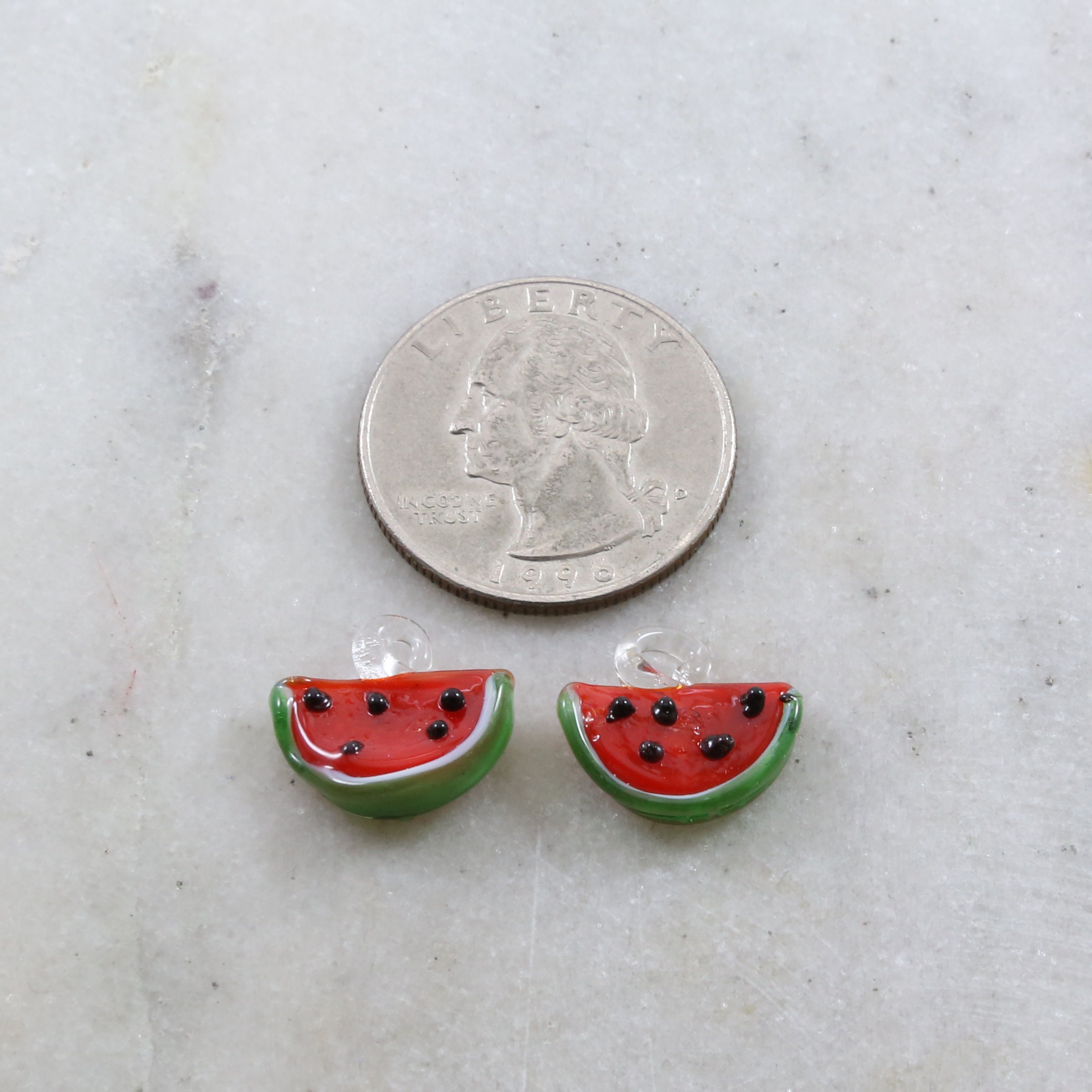 2 Pieces Red Glass Watermelon Charm Juicy Fruit Charm Cute Glass Charm ...