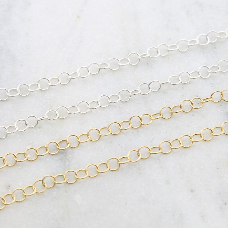 Round Link Textured Chain 14K Gold Filled or Sterling Silver - Etsy