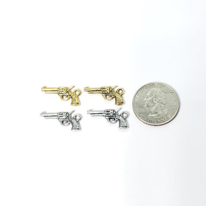 2 Pieces Pewter Revolver Gun Weapon Charms Police Firearm | Etsy