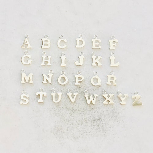 Sterling Silver Initial Block Letter Charm Drop Small Tiny - Etsy