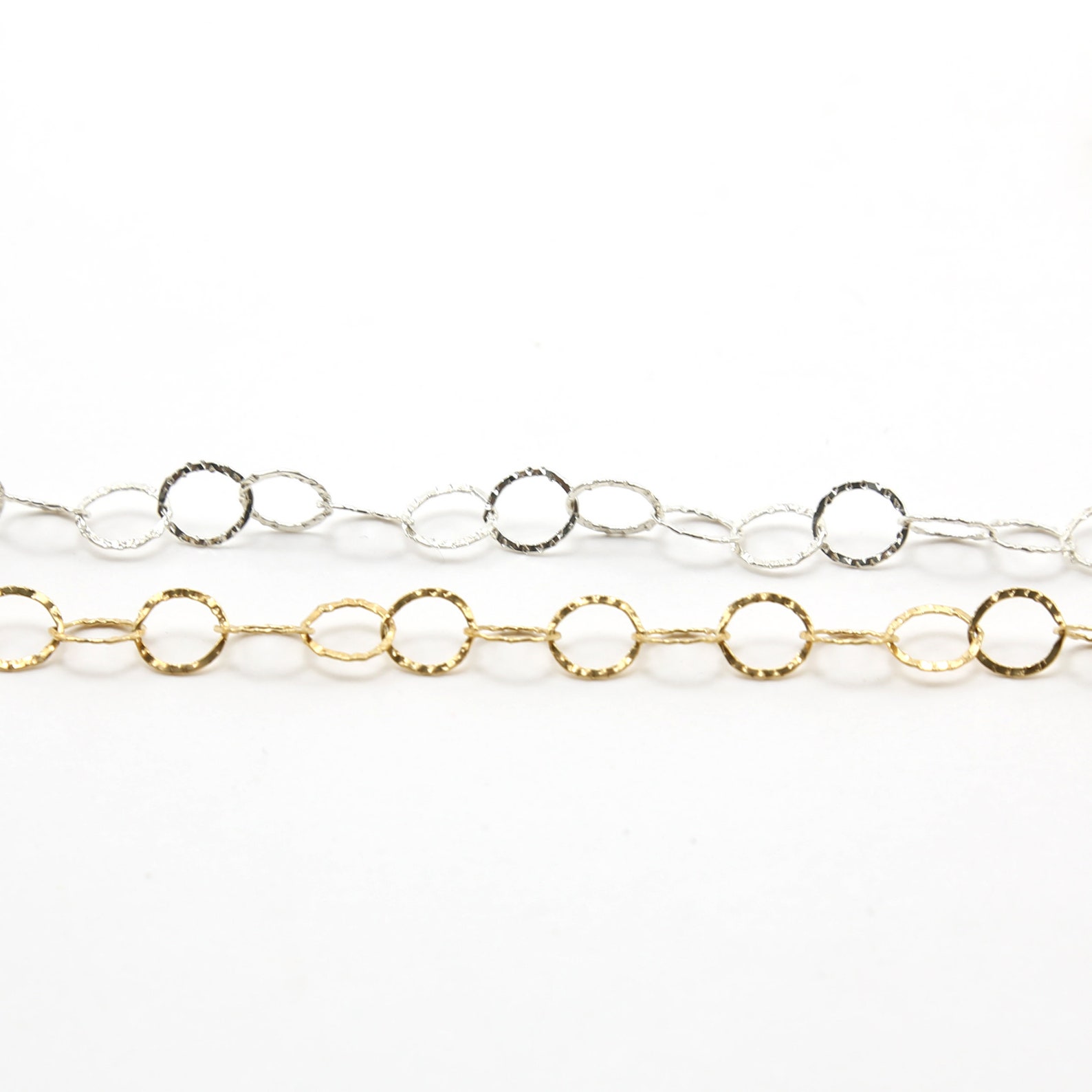 Large Hammered Textured Round Circle Link Chain 8mm 14K Gold | Etsy